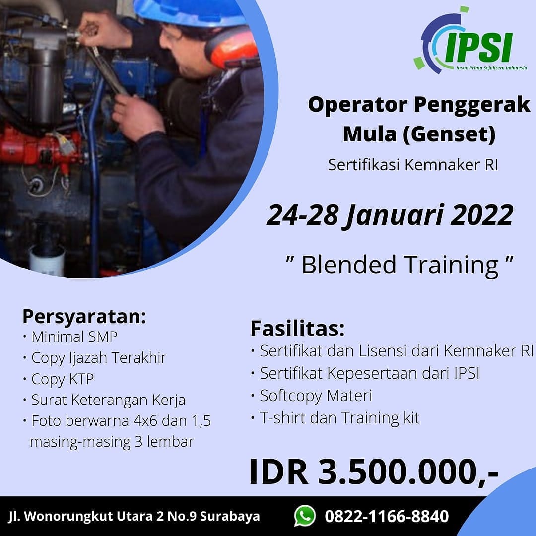 OPERATOR PENGGERAK MULA (GENSET) TERUPDATE, WA (082211668840 ...