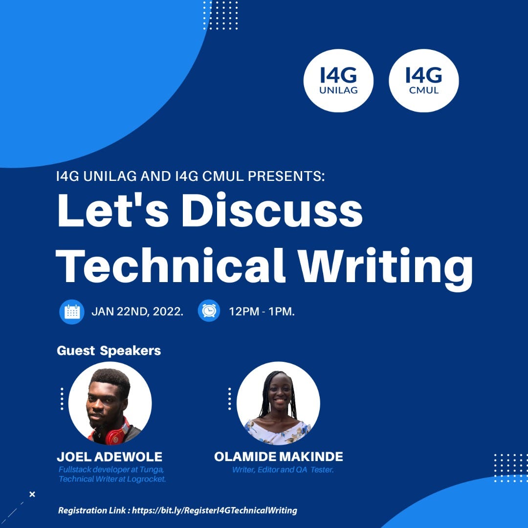 Let’s Discuss Technical Writing — Event Recap | by I4G Unilag | Medium