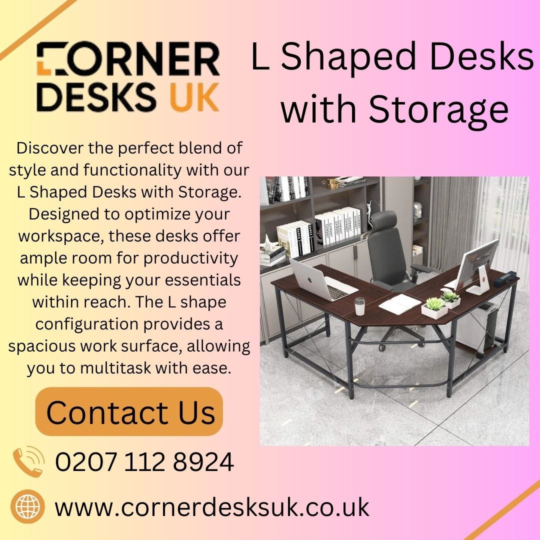 L Shaped Desks with Storage - Corner Desks for Gaming - Medium