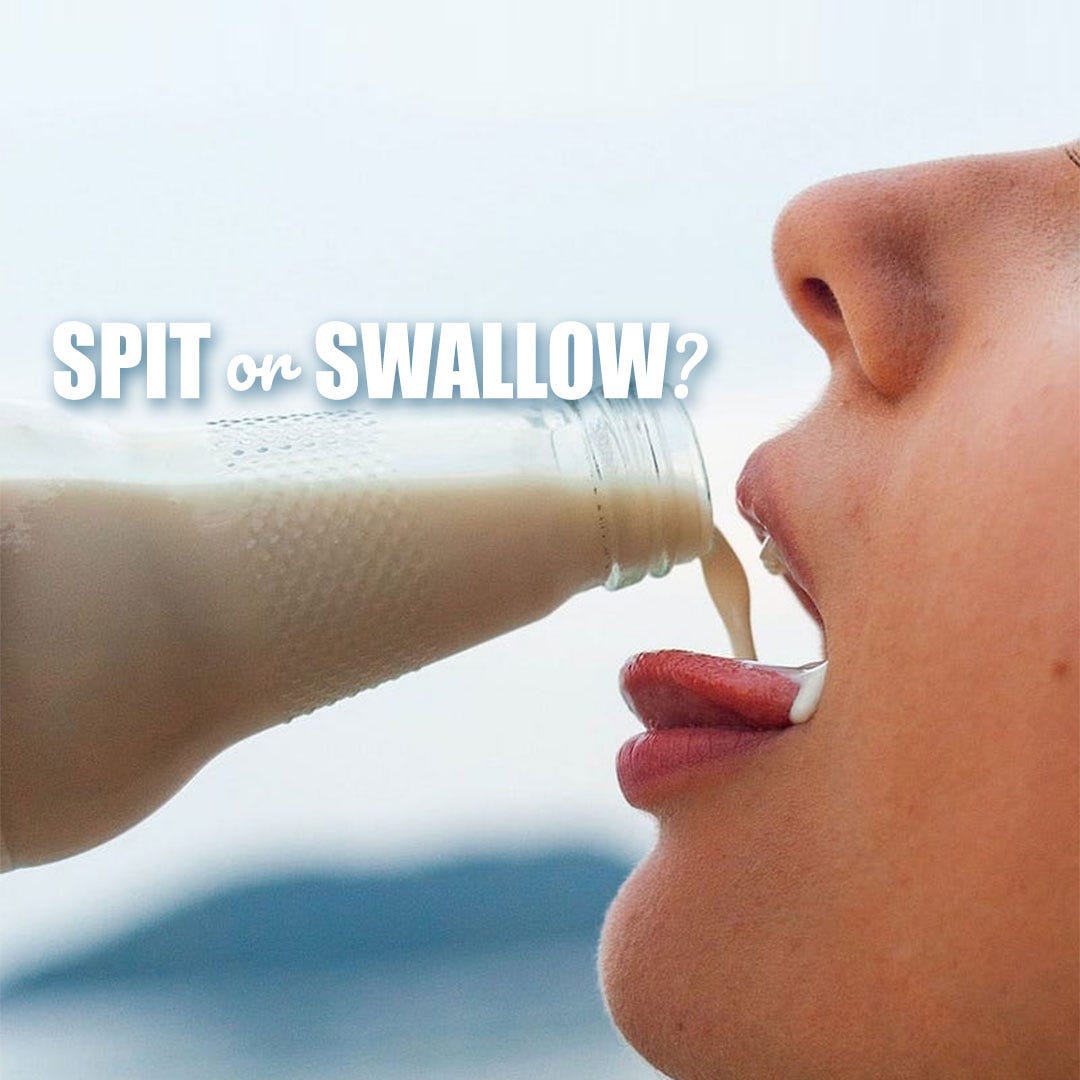 SPIT OR SWALL0W?. The messy question facing those of us… | by Cassie Brighter | Our Sensual ...