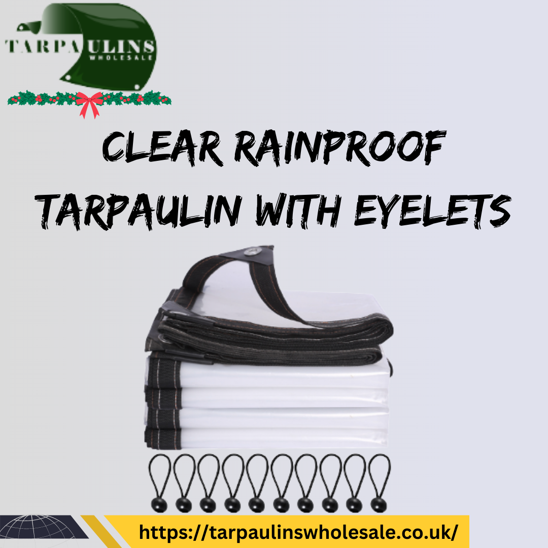 Clear Rainproof Tarpaulin with Eyelets. - tarplin wholesale - Medium