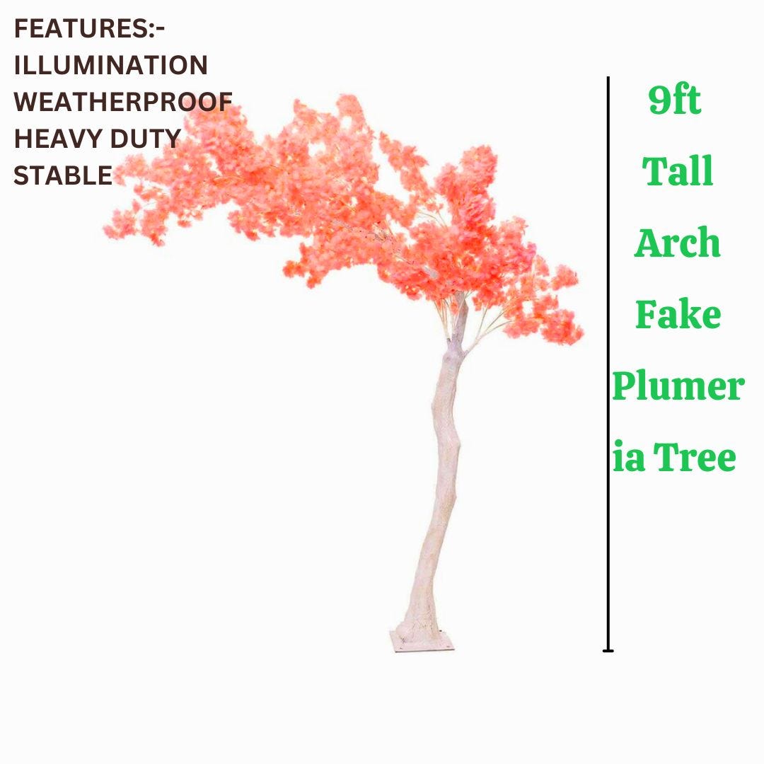 9ft Tall Arch Fake Plumeria Tree with Trunk for Home and Party ...