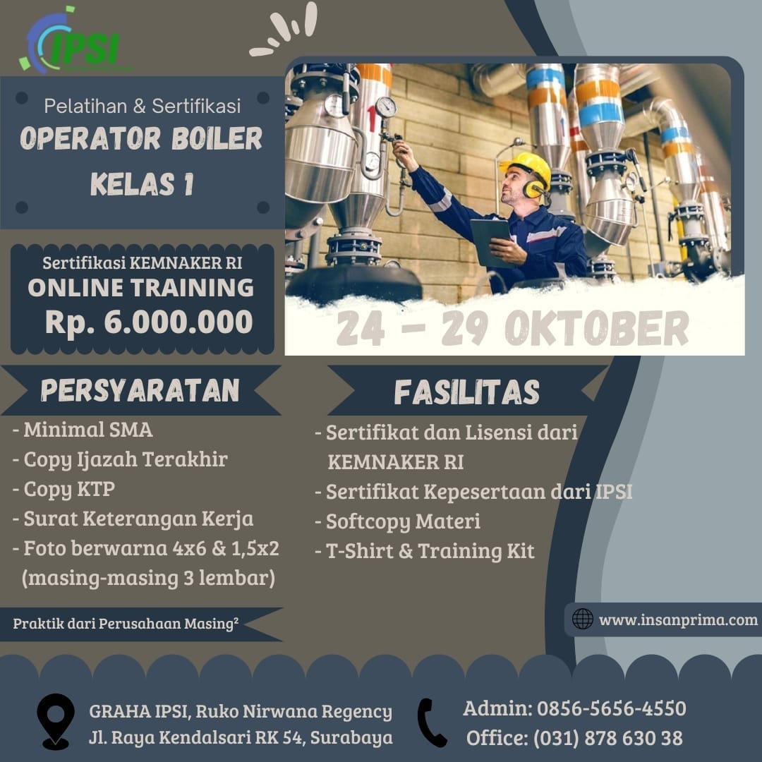 OPERATOR BOILER KELAS 1 TERPERCAYA, WA https://wa.me/6285656564550 ...