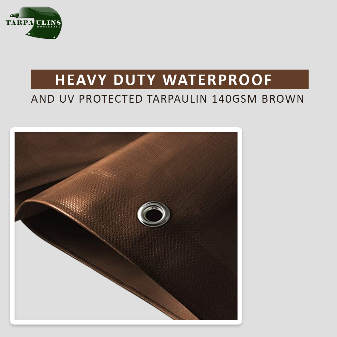 Heavy Duty Waterproof and UV Protected Tarpaulin 140gsm Brown - tarplin ...