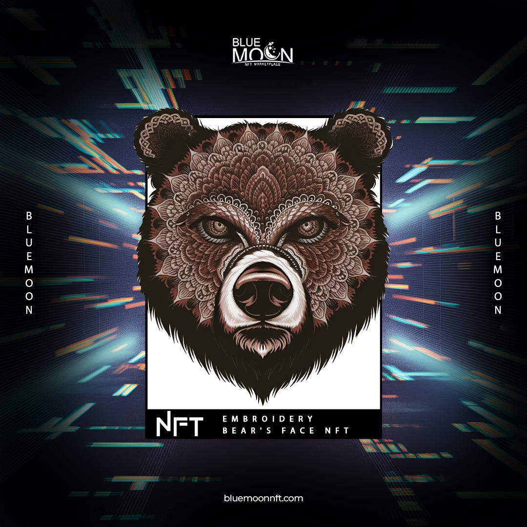Bluemoon NFT Presents: Embroidery Bear’s Face NFT - Bluemoon NFT - Medium