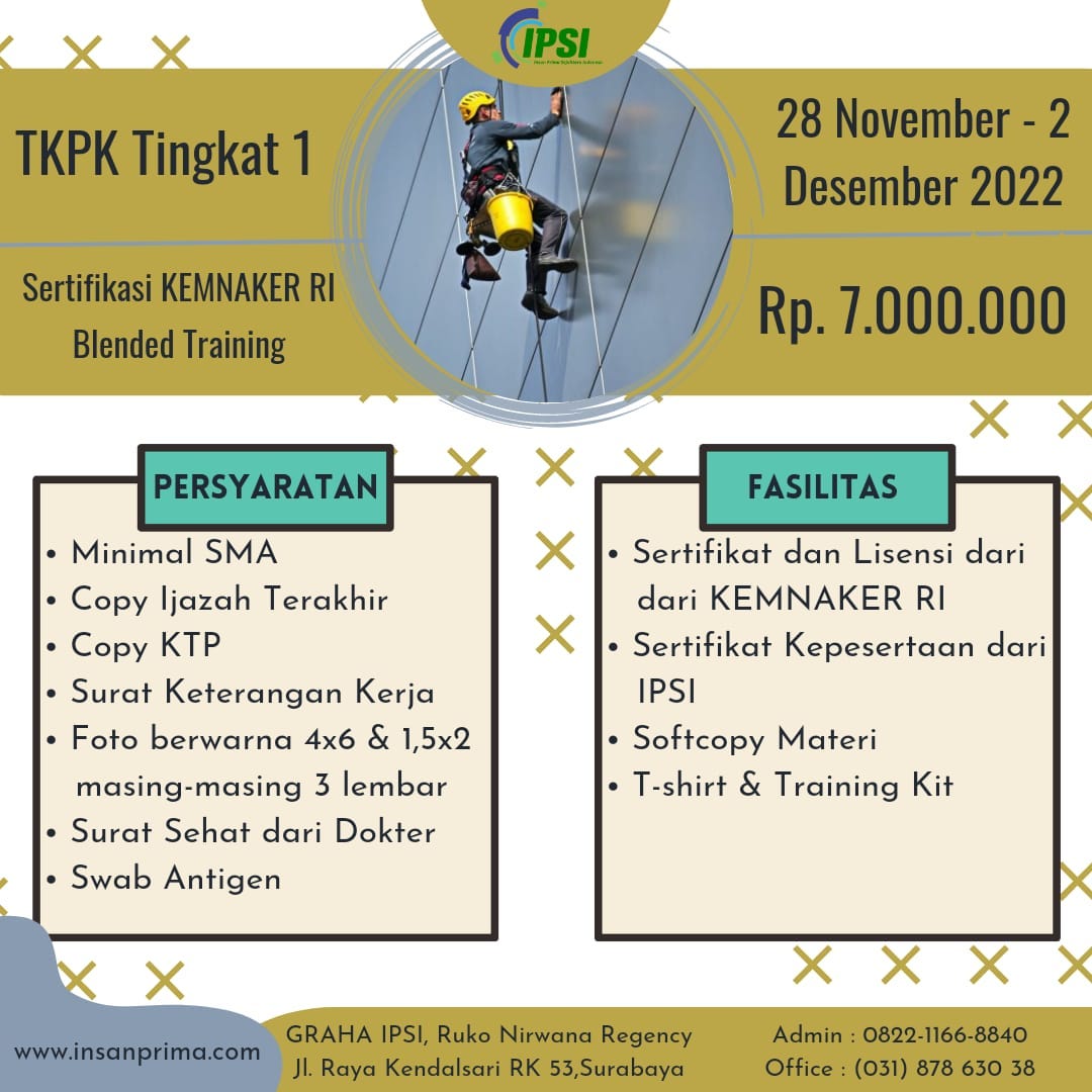 TKPK TINGKAT 1 TERUNGGUL, WA +62 822-1166-8840. PUSAT PELATIHAN K3 ...