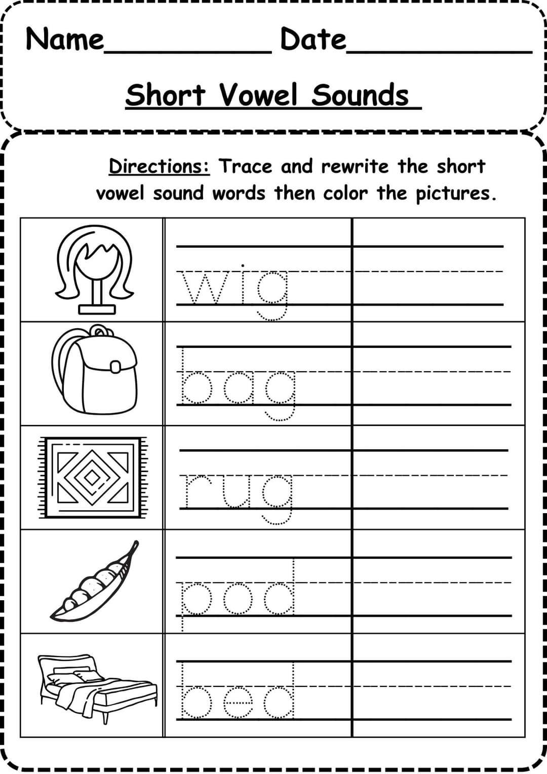 Short Vowel Sounds Worksheets free - Downloadable Worksheets - Medium