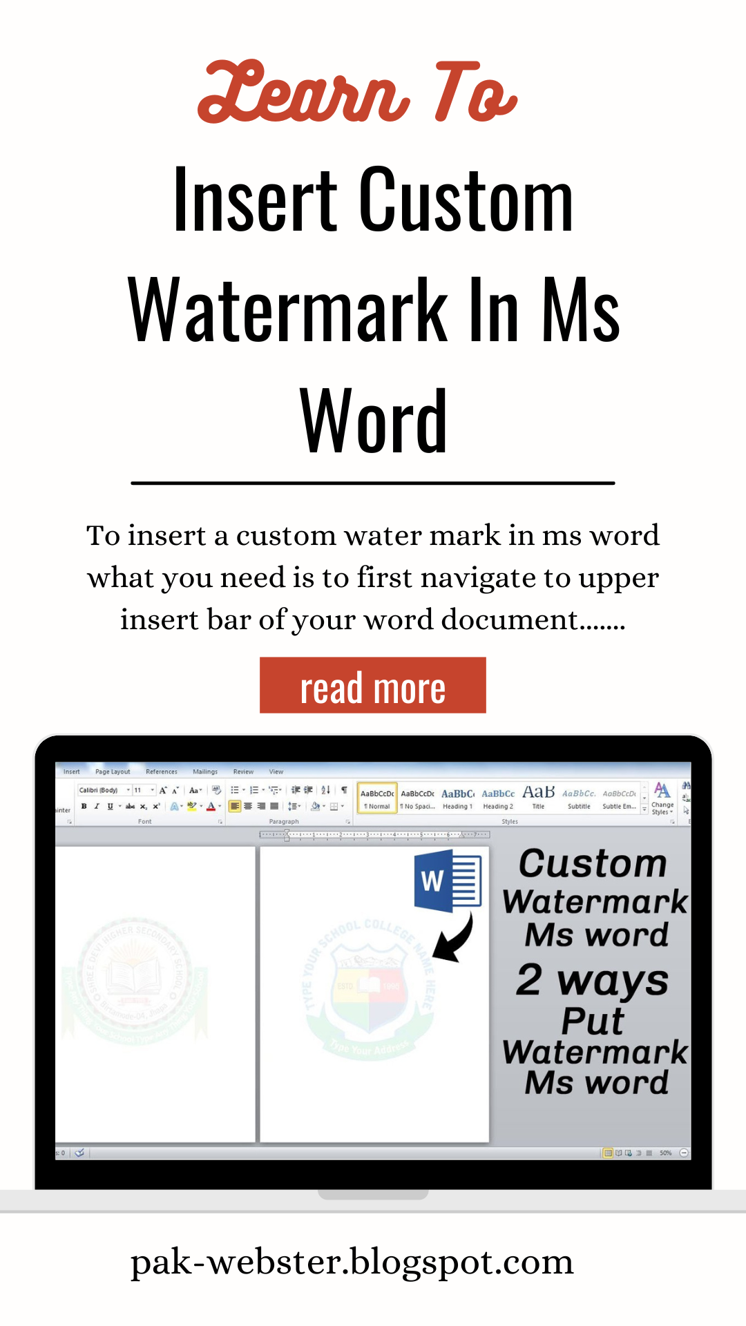 Easiest Way! To Create Watermarks In Microsoft Word| Add Picture watermark | by Pak Webster | Medium