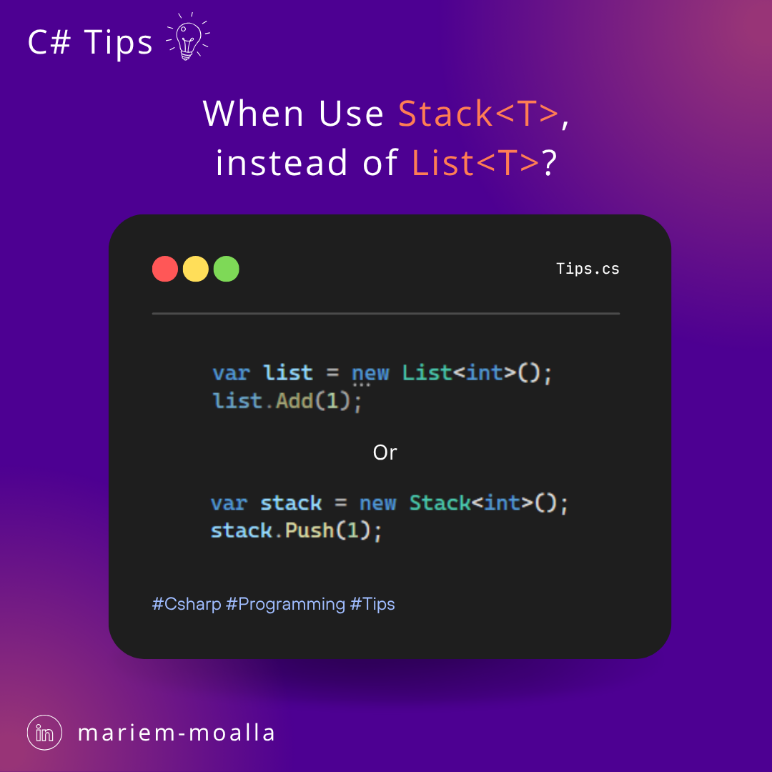 C# Tip: Use Stack , Not List | Medium