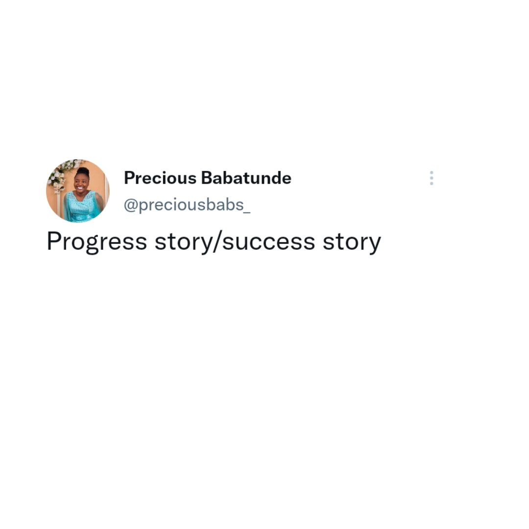 Progress story/success story. One thing that happens to most of us ...