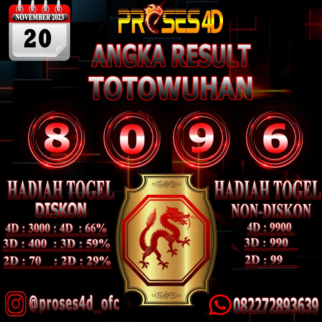 RESULT TOGEL TOTOWUHAN 20 NOVEMBER 2023 - PROSES 4D SITUS SLOT GACOR ...