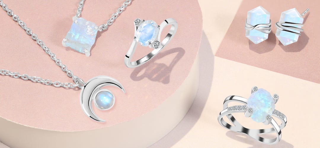 The Rainbow and Stunning Moonstone Jewelry collection for women ...