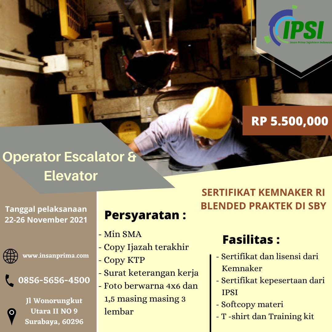 OPERATOR ESCALATOR DAN ELEVATOR TERAMANAH, WA (0856-5656-4500 ...