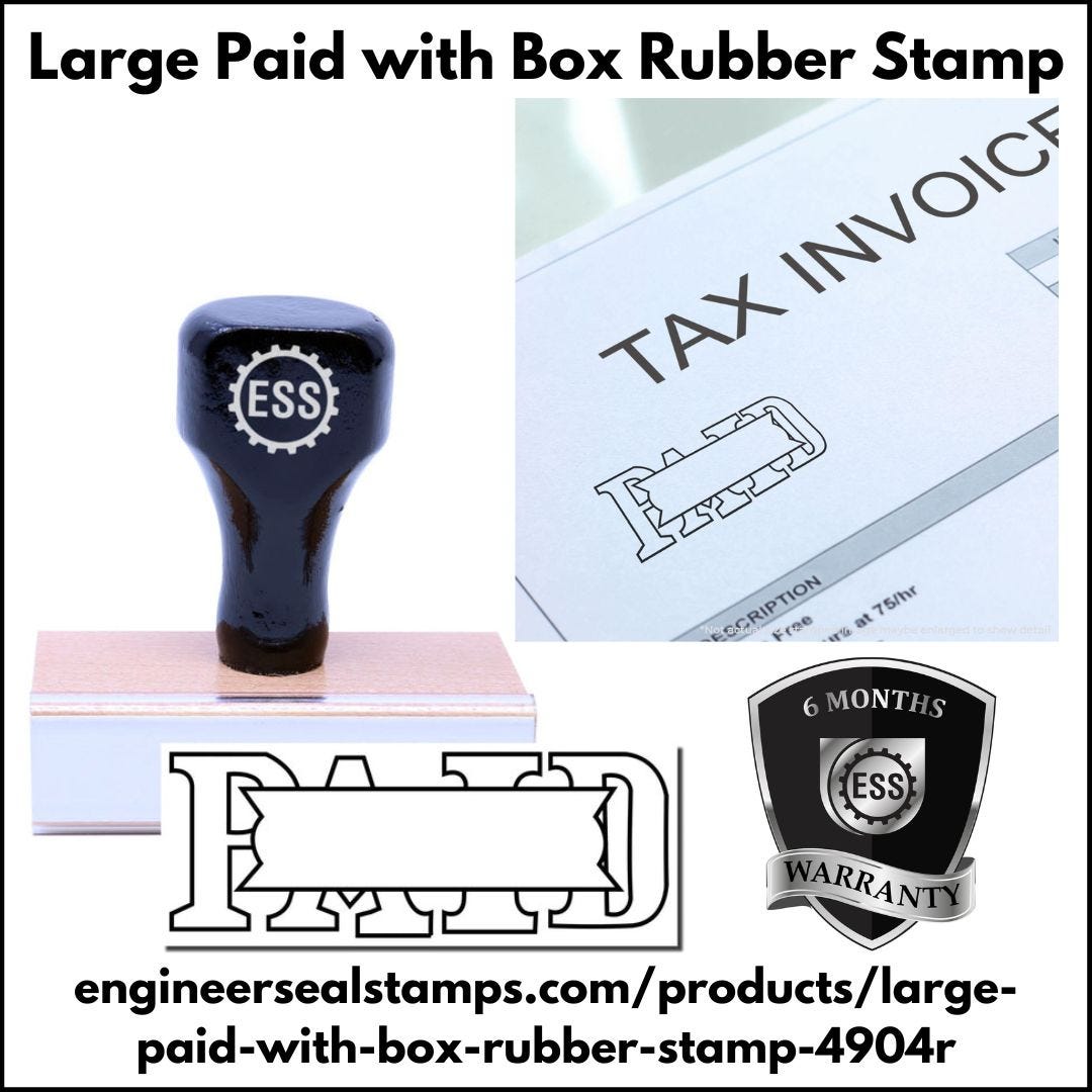 Large Paid with Box Rubber Stamp — Clear and Professional - Engineer ...