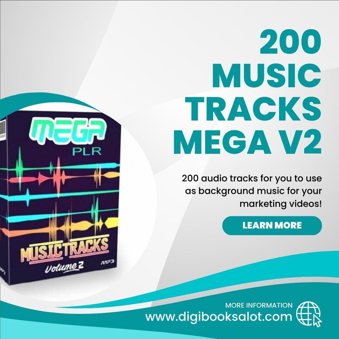 200 Music Tracks Mega V2 — with Resell Rights - Digi Books Alot - Medium