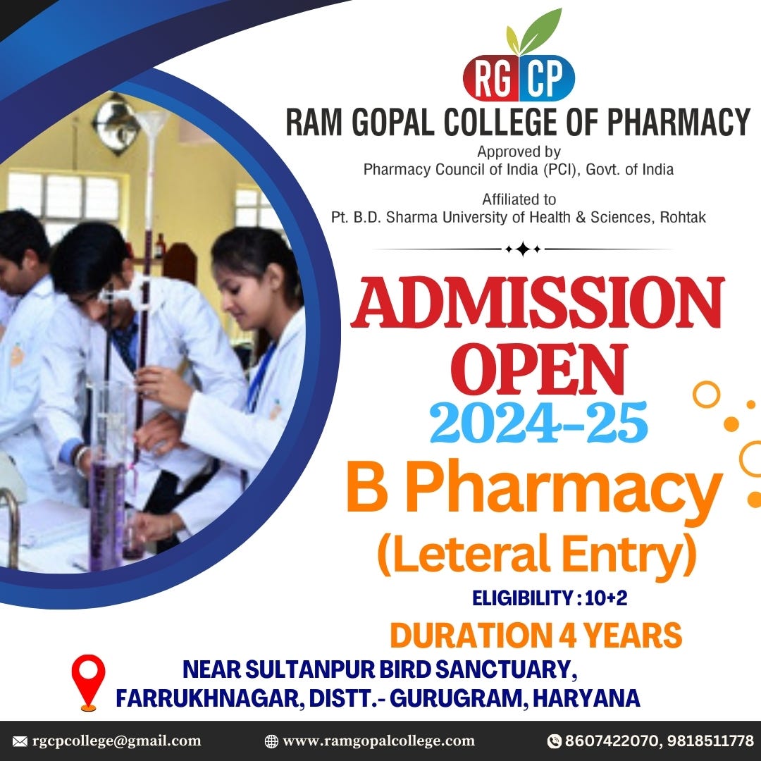 Haryana call now 9818511778 lateral entry B Pharmacy Admission 2024–2025 | by Rgcpcollege | Medium