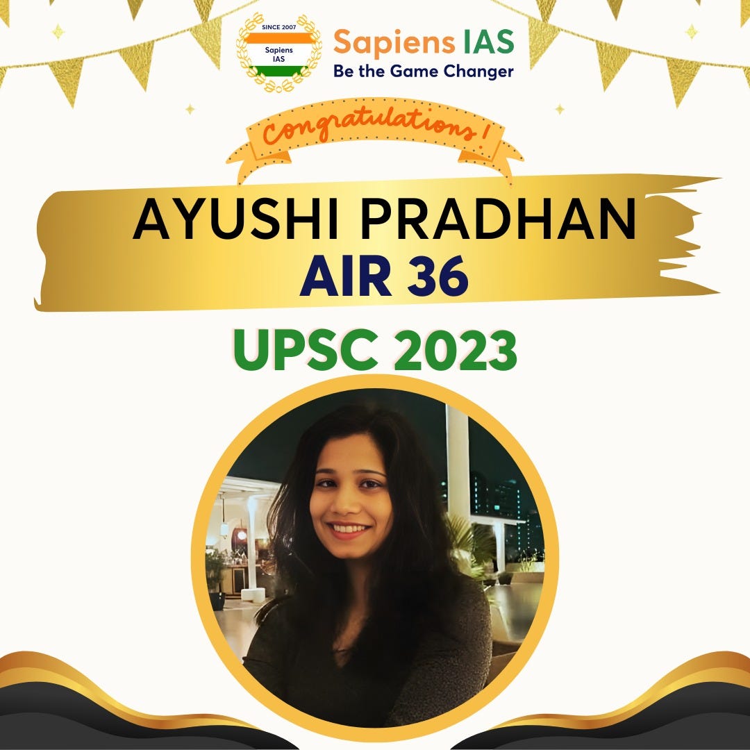 Topper with Anthropology Optional | Ayushi Pradhan AIR UPSC Topper 2023 from Sapiens IAS | by ...