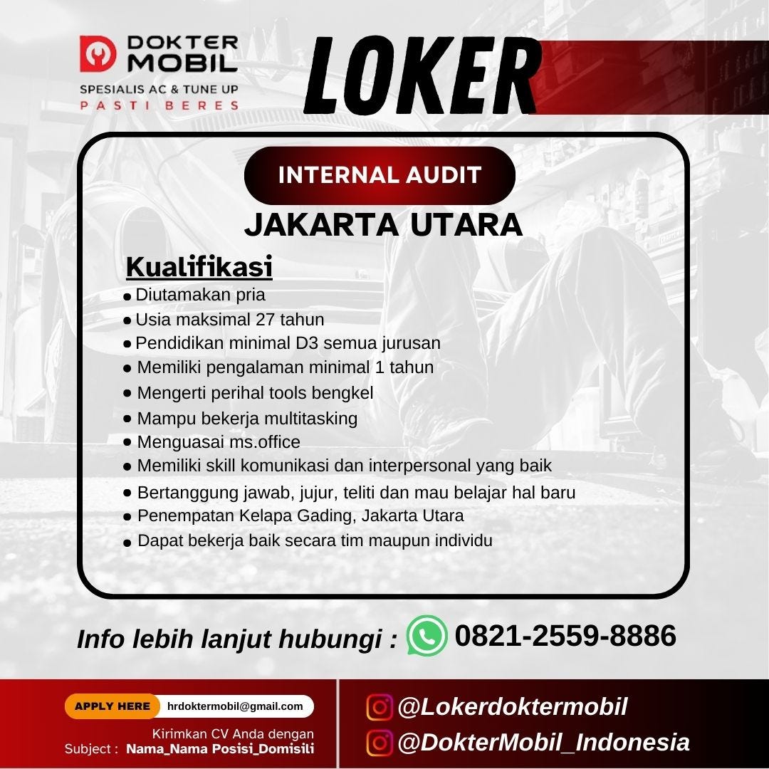 Info Loker Internal Auditor Dokter Mobil Jakarta Utara Terbaru - Karir ...