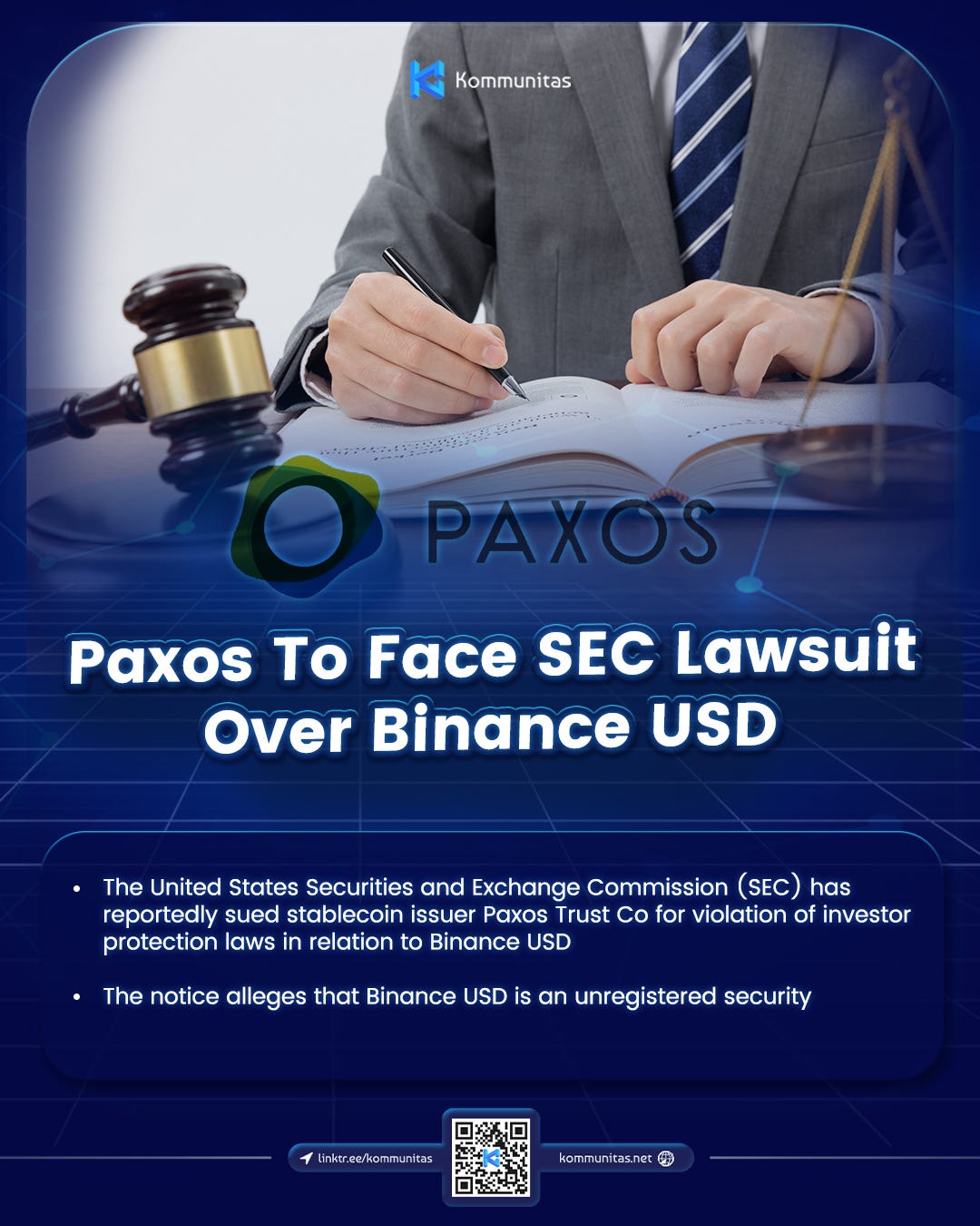 Paxos to Face SEC Lawsuit Over Binance USD | by Kommunitas Official | Medium