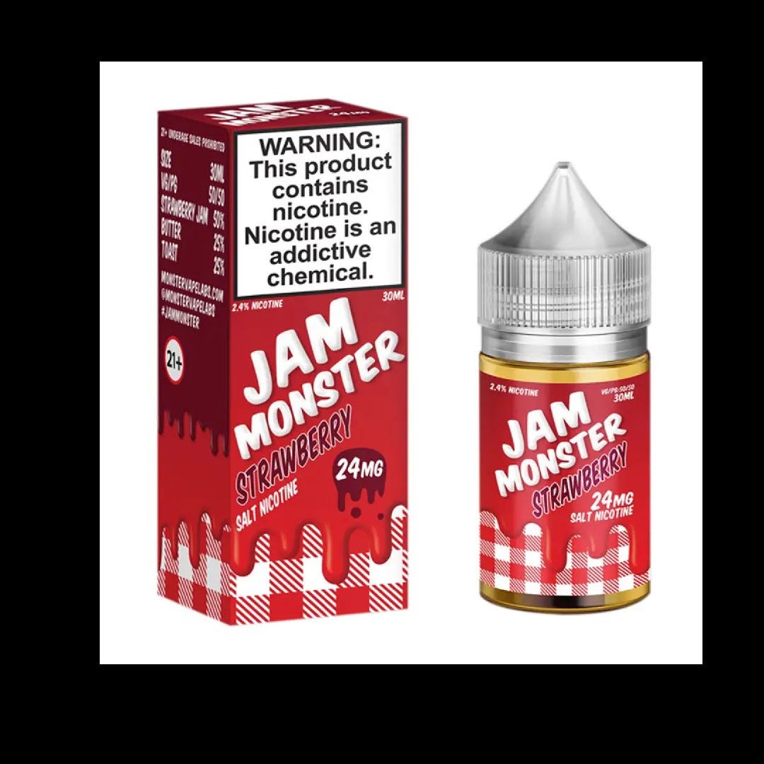Strawberry Nicotine Salt Jam Monster E Liquid Refillable Vape Device ...
