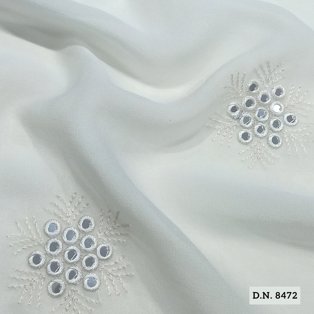 Shop Now Beautiful Floral Design Mirror Work Embroidery fabric | by ...