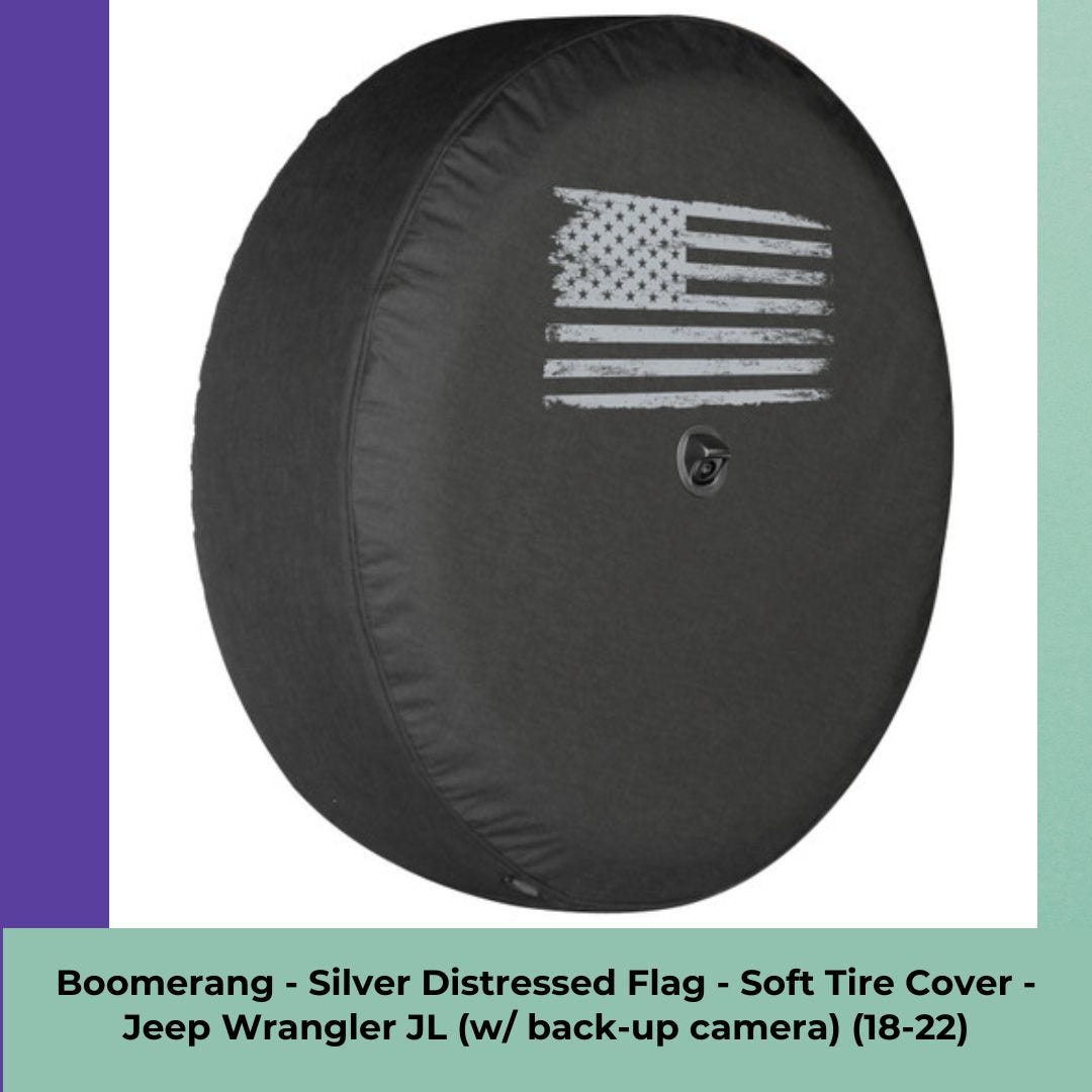 Boomerang — Silver Distressed Flag — Soft Tire Cover — Jeep Wrangler JL ...