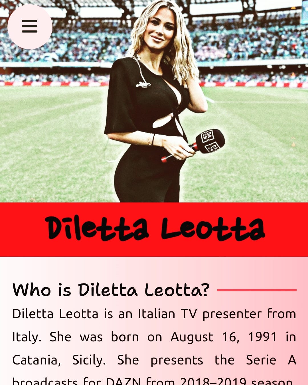 Who is Diletta Leotta?Diletta Leotta is an Italian TV presenter from ...