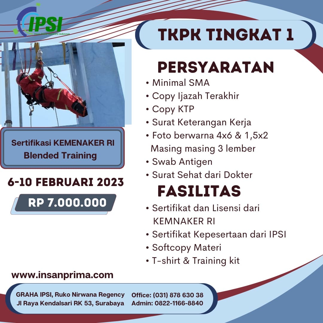 TKPK TINGKAT 1 TERUNGGUL, WA +62 822-1166-8840. PUSAT PELATIHAN K3 ...