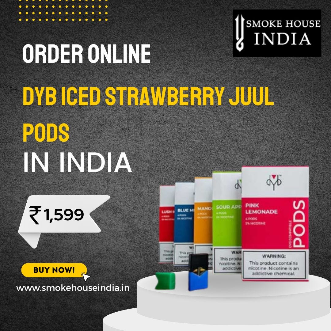 Order Online DYB Iced Strawberry Juul Pods in India - Smoke House India - Medium