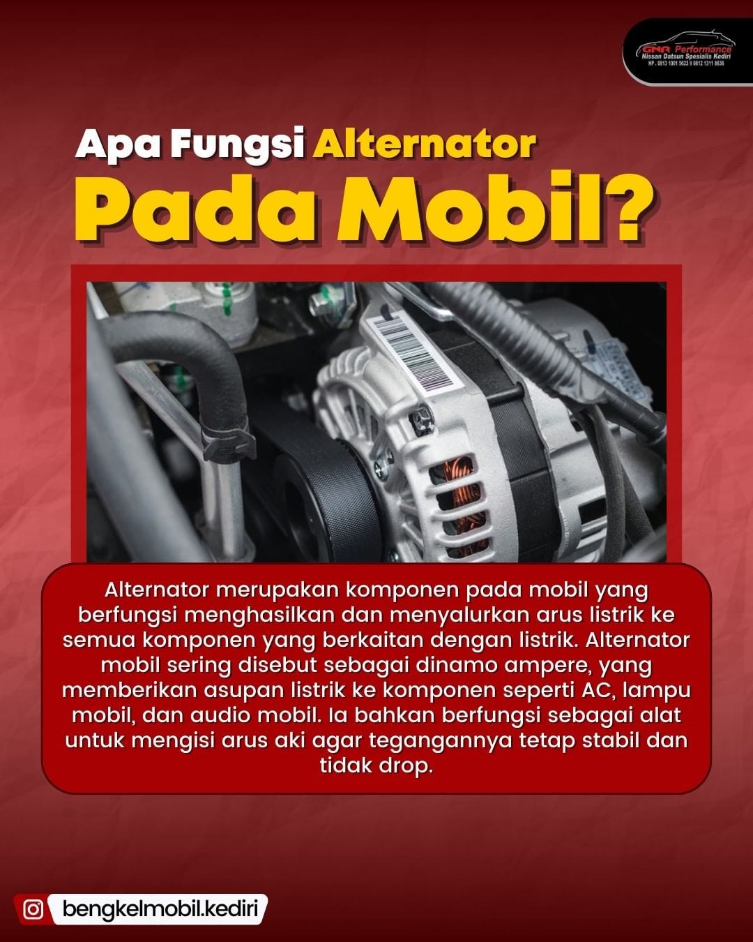 FUNGSI ALTERNATOR MOBIL, Telp/WA 0813–1001–5623, Bengkel Mobil Minggu ...