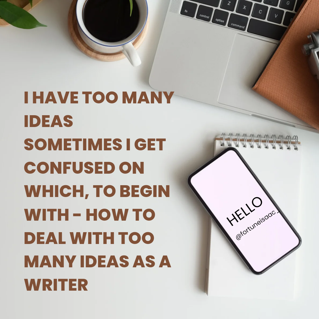 I have too many ideas sometimes I get confused on which, to begin with ...