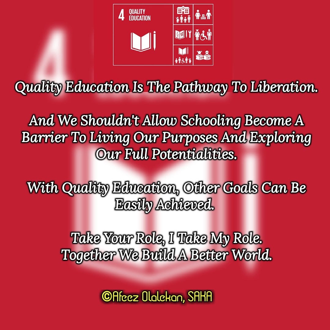 Permit me to say, "Education is not quality enough, if a secondary ...