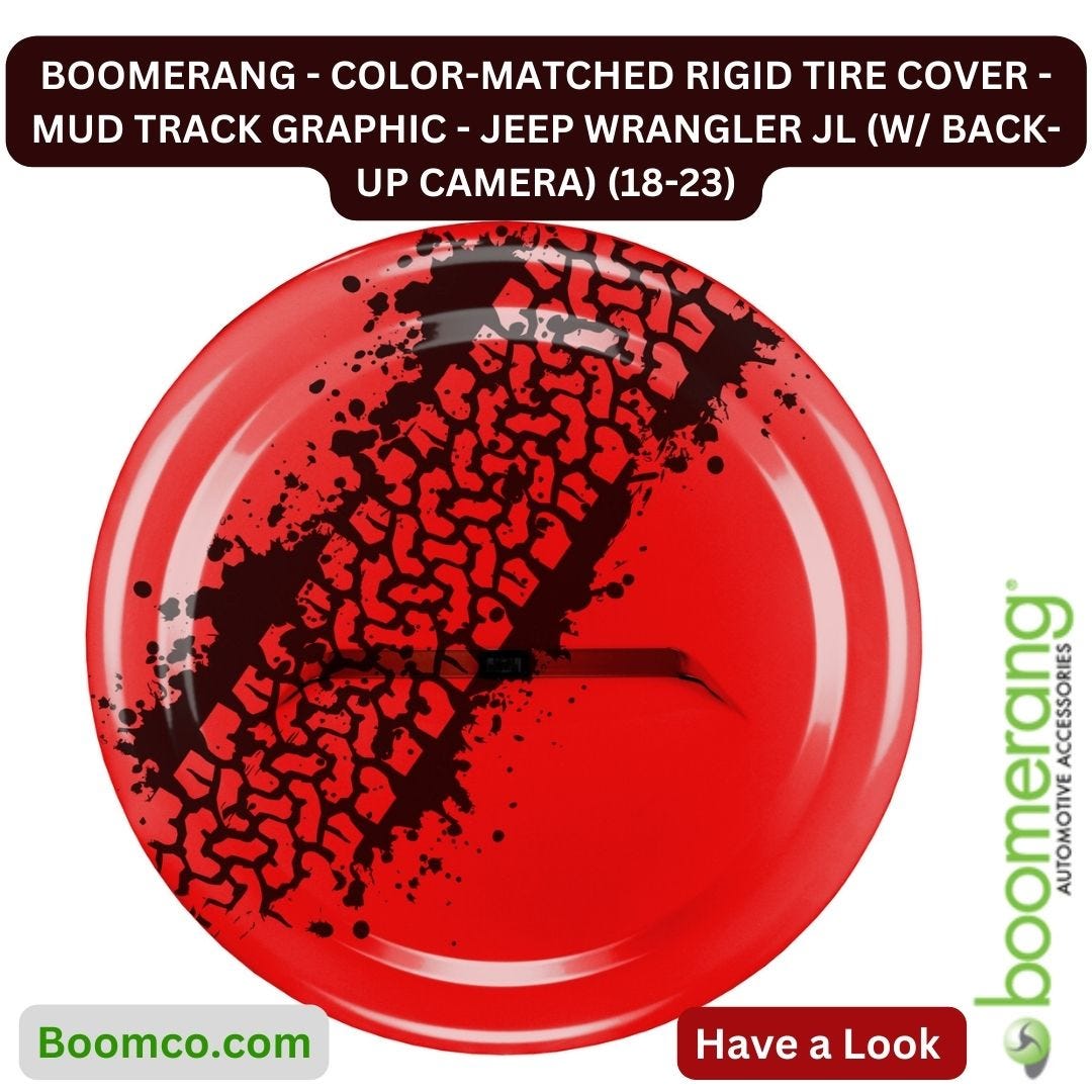 Jeep Wrangler Spare Rigid Tire Covers — Mud Track Graphic Boomerang