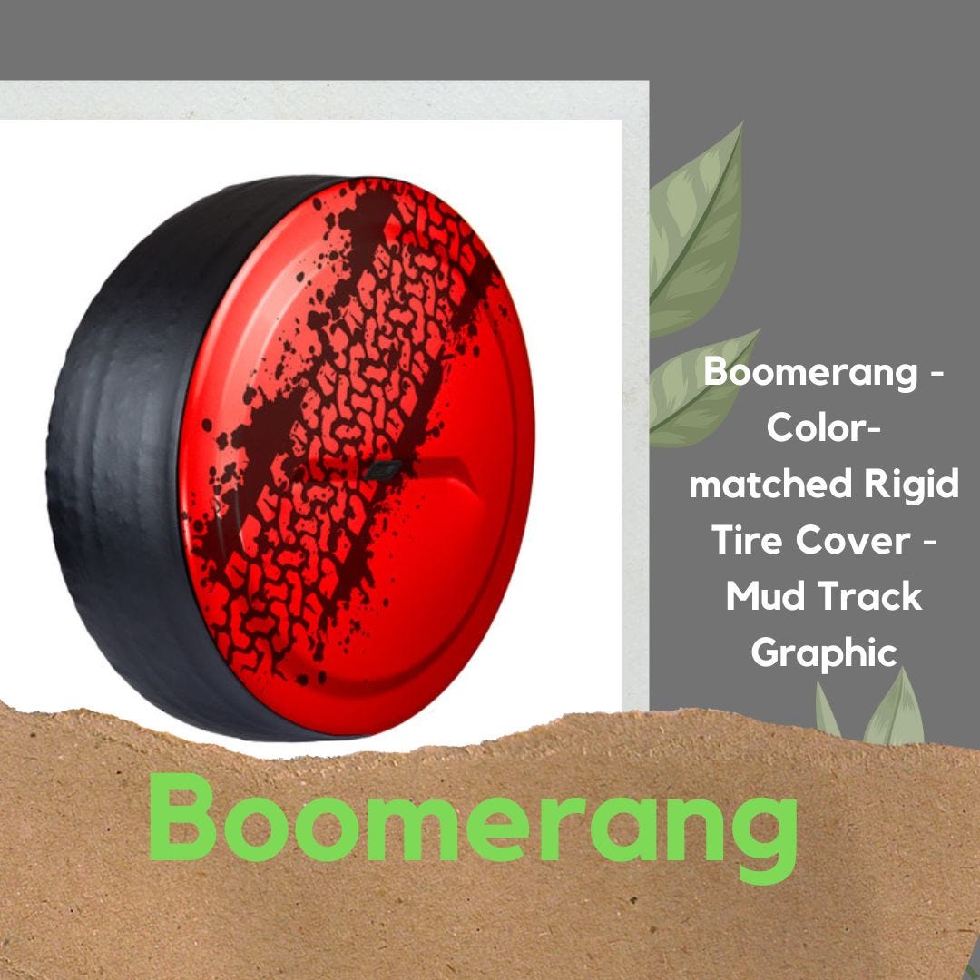 Boomerang — Color-matched Rigid Tire Cover — Mud Track Graphic — Jeep ...