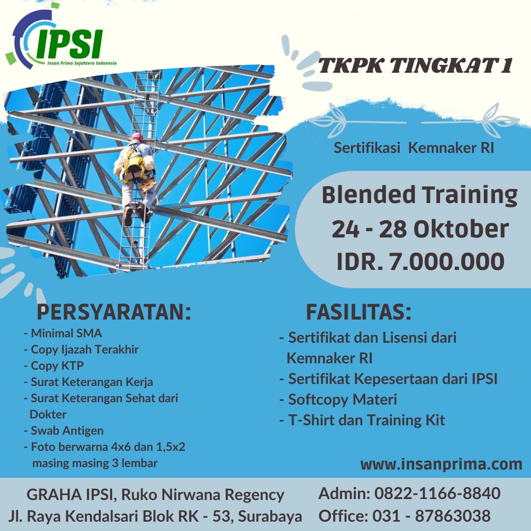 TKPK TINGKAT 1 TERUNGGUL, WA +62 822-1166-8840. PUSAT PELATIHAN K3 ...