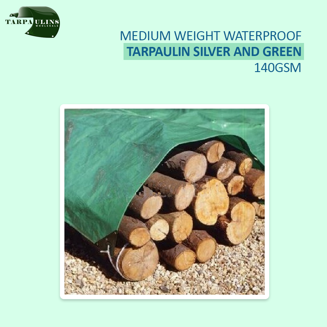 Medium Weight Waterproof Tarpaulin Silver and Green 140gsm. - tarplin ...