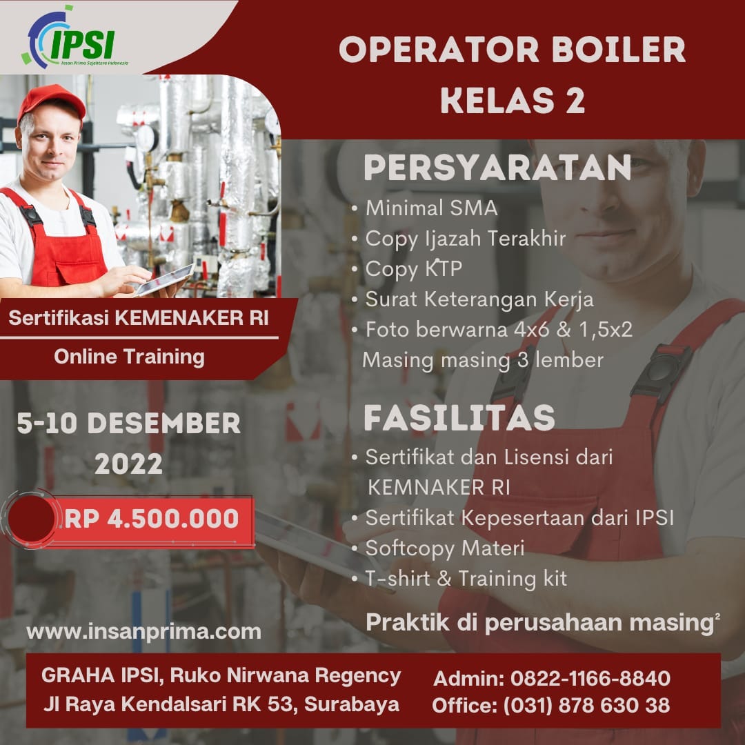 OPERATOR BOILER KLS 2 TERLARIS, WA +62 822-1166-8840, PUSAT PELATIHAN ...