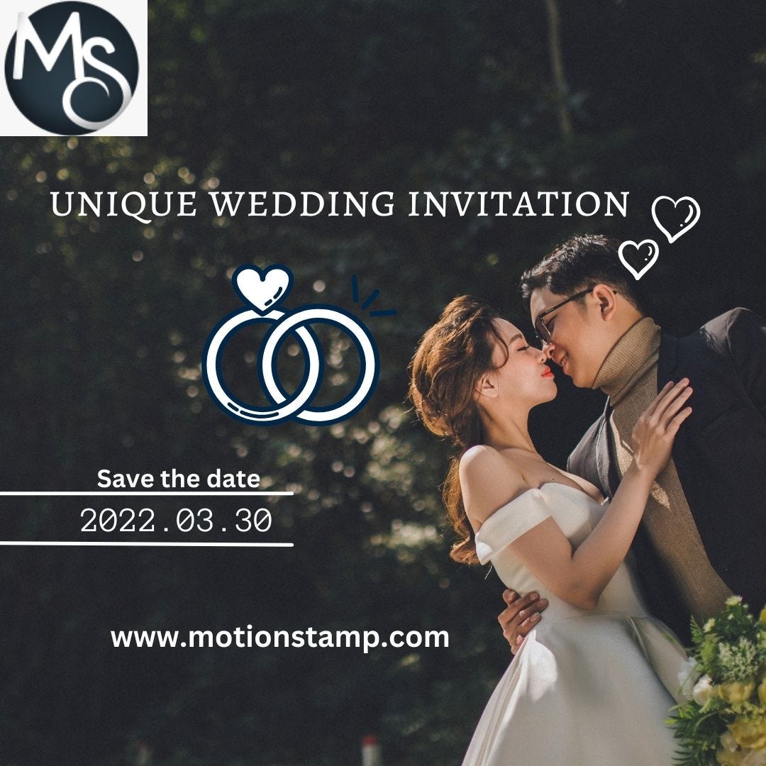 Unique Wedding Invitation - Motion Stamp - Medium