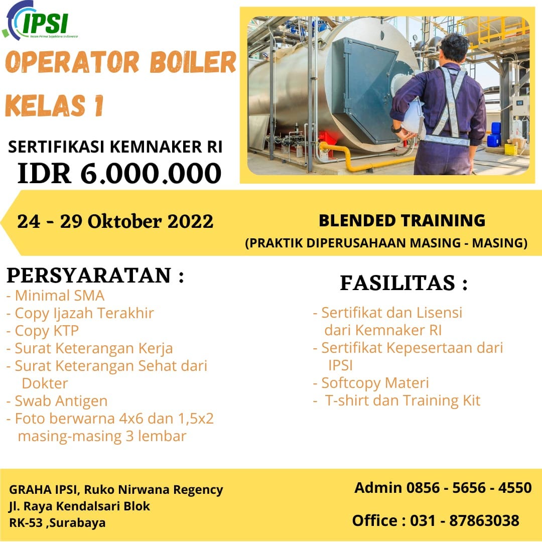 OPERATOR BOILER KELAS 1 TERPERCAYA, WA https://wa.me/6285656564550 ...