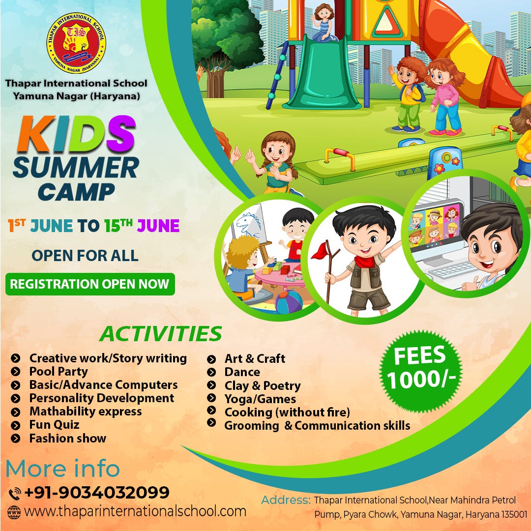 Summer Vacation Activities For Children - Thapar International School ...