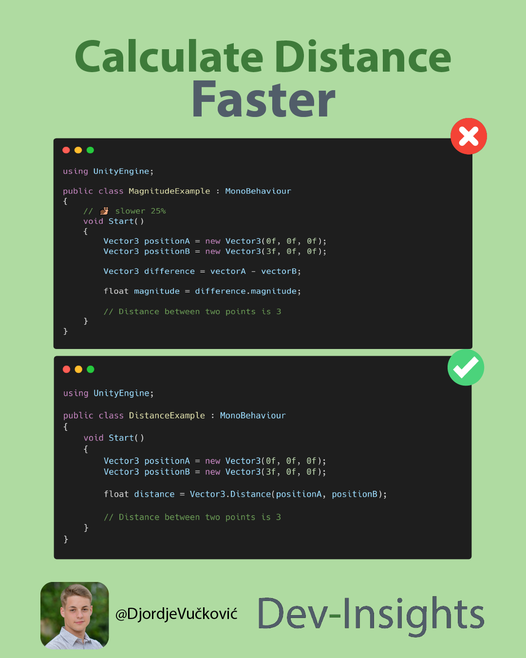 ⚡Optimization Tip: Vector3.Distance vs. (a — b).magnitude | by Djordje ...