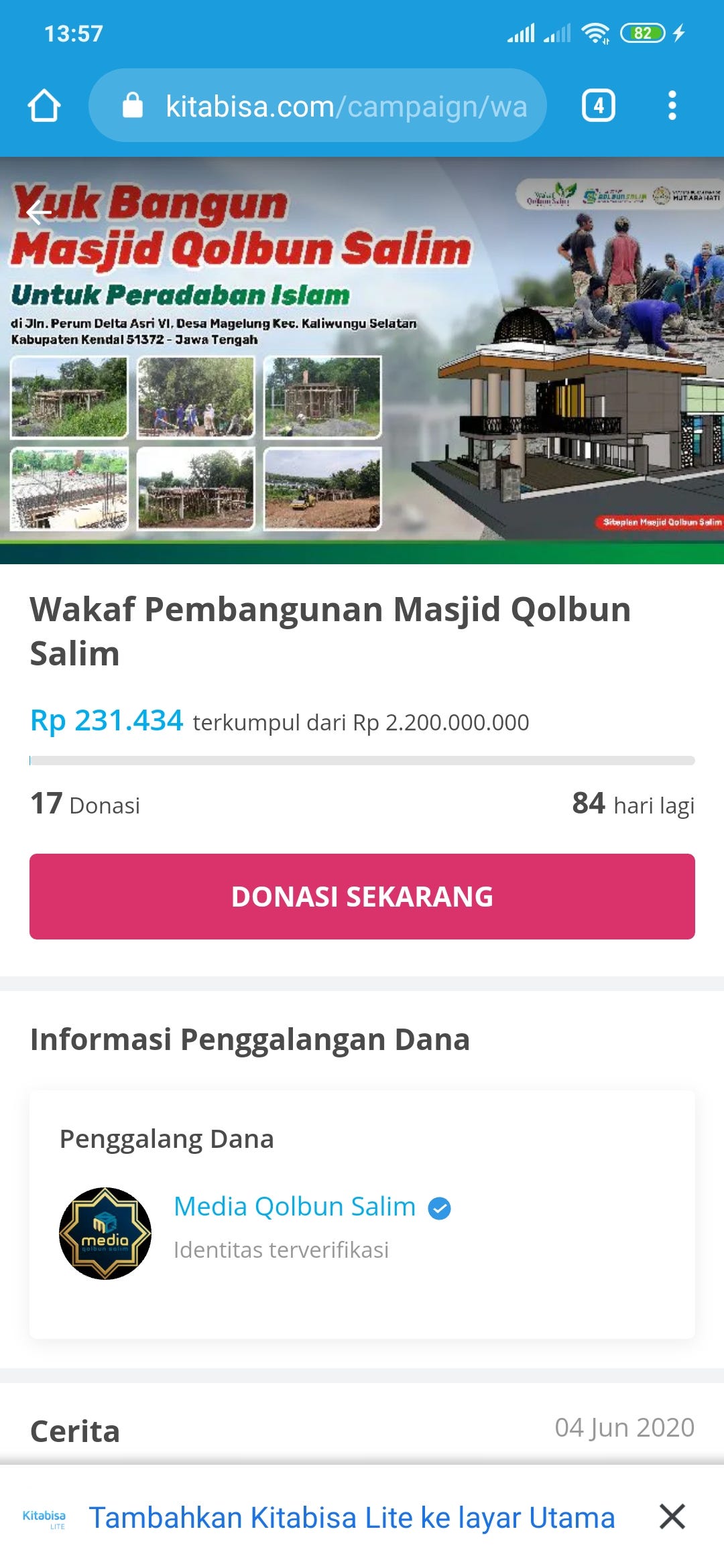 Cara Donasi Wakaf Masjid Qolbun Salim di KitaBisa.com | by Tubagus Haidir Ali | Medium