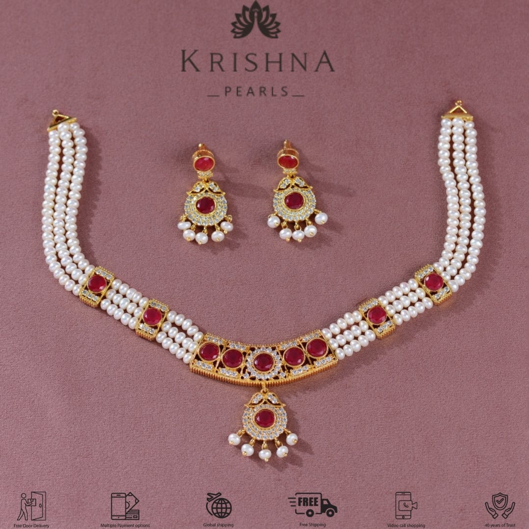 A genuine pearl choker redefines elegance. - Krishna Pearls - Medium