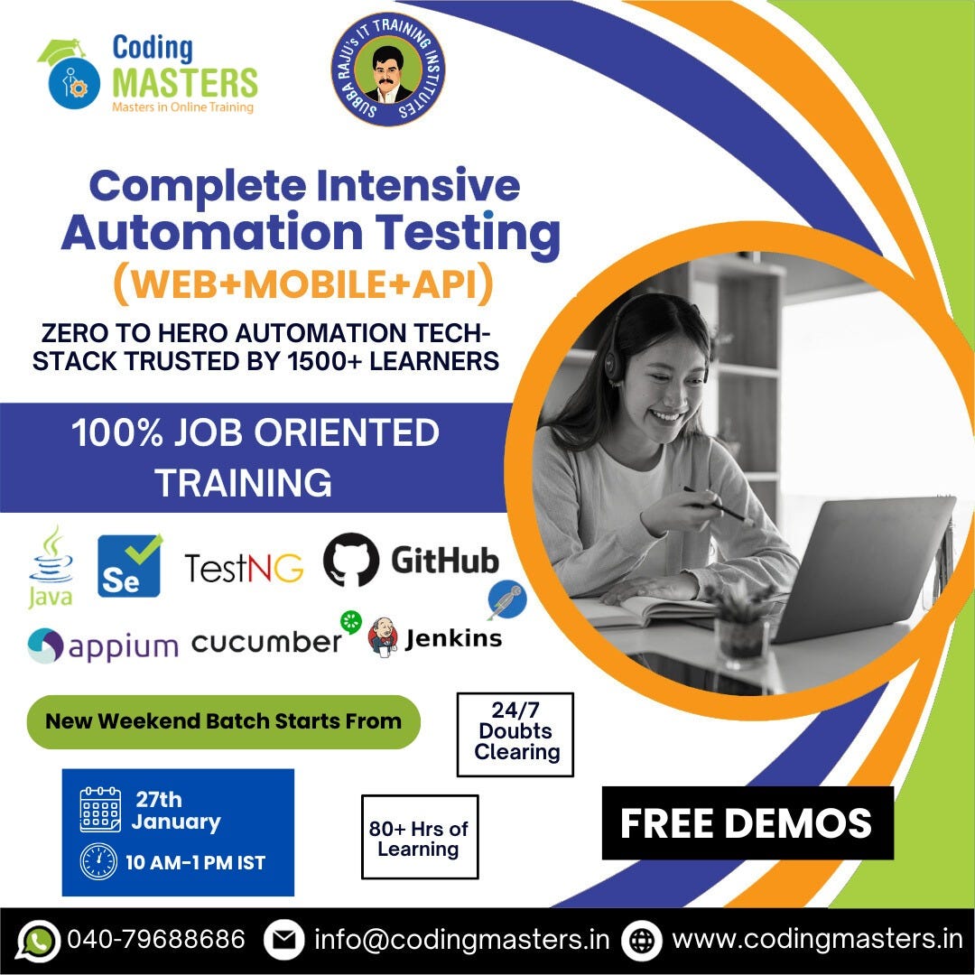 Complete Intensive Automatin Testing Online Training | by Codingmasters ...