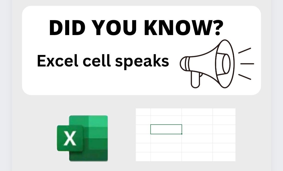 How To Make Excel Speak??? https://youtu.be/PjrmuYuZ6t0 - Nithya - Medium