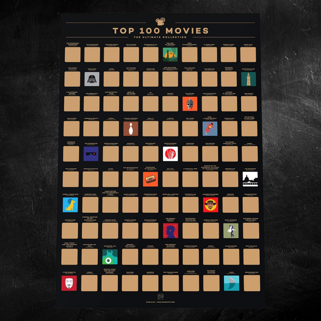 Top 100 Movies Scratch Off Poster | Medium