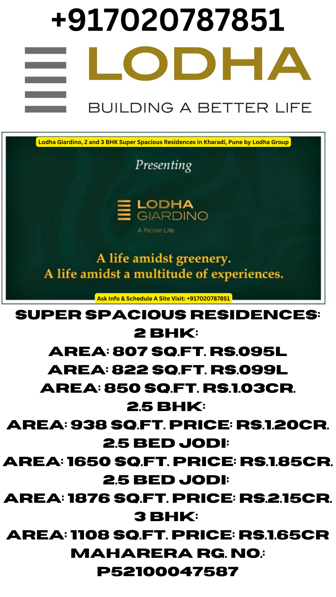 Lodha Giardino, 2 and 3 BHK Super Spacious Residences in Kharadi, Pune ...