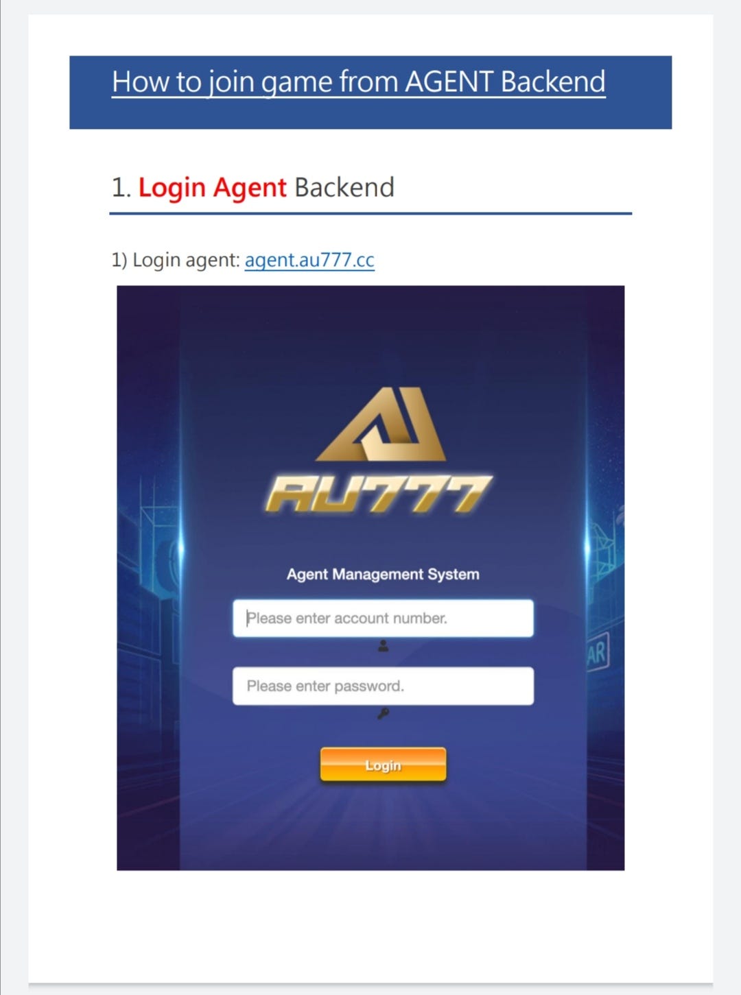 AU7 GUIDE: How to join game from AGENT BACKEND. - AU7 - Medium