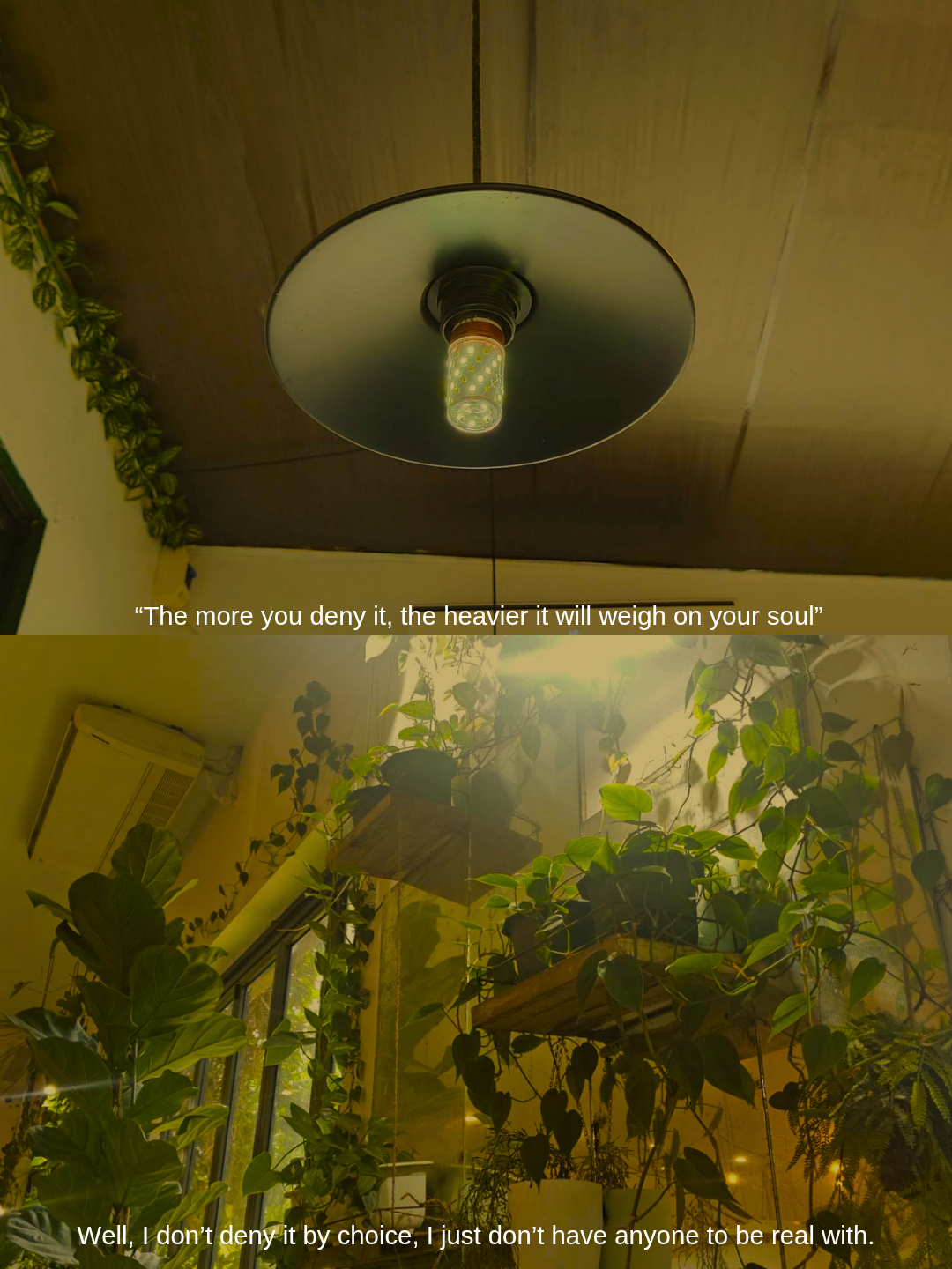 “The more you deny it, the heavier it will weigh on your soul.” Well, I ...