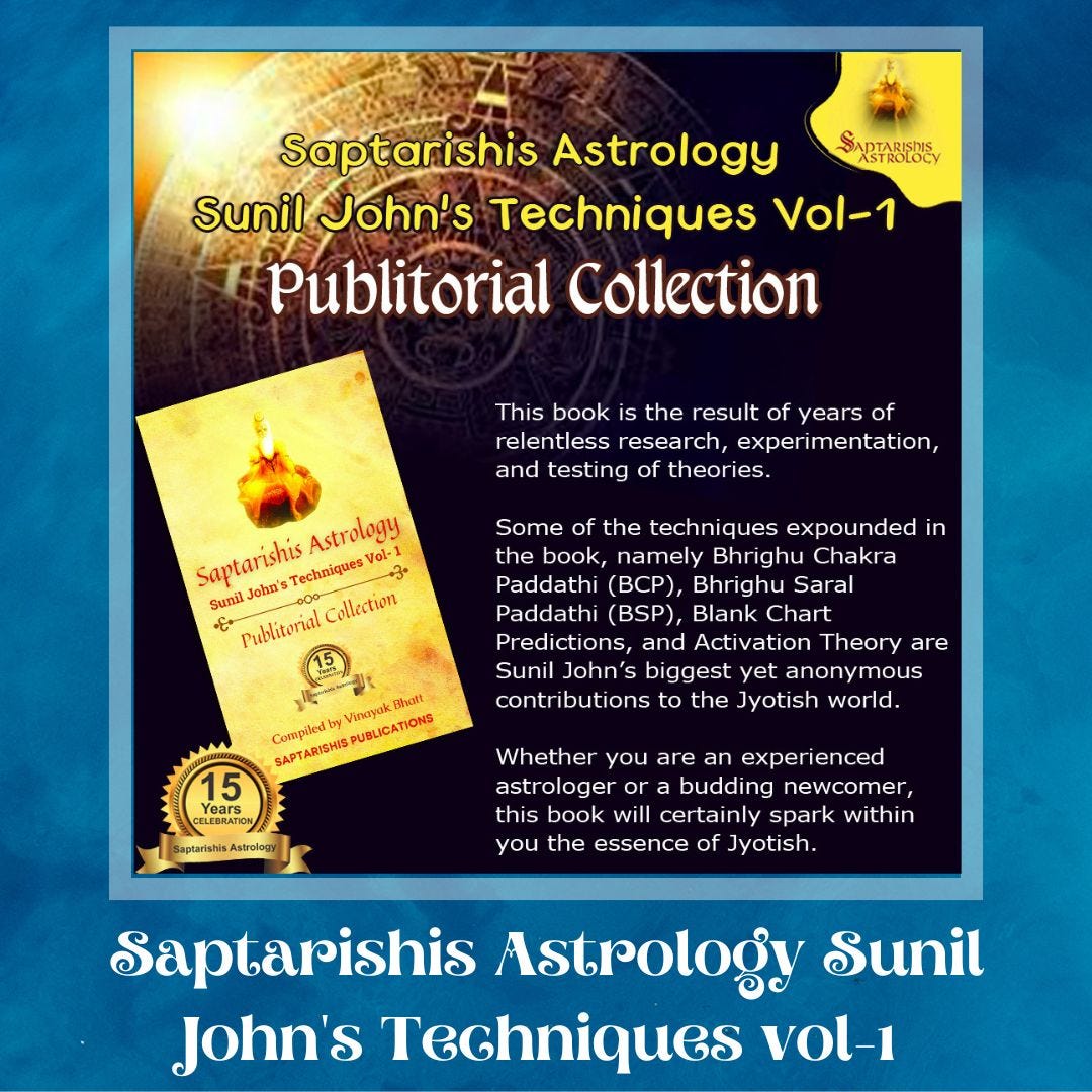 Saptarishis Astrology Sunil John’s Techniques Vol-1 Book Compiled by Vinayak Bhatt - Saptarishis ...